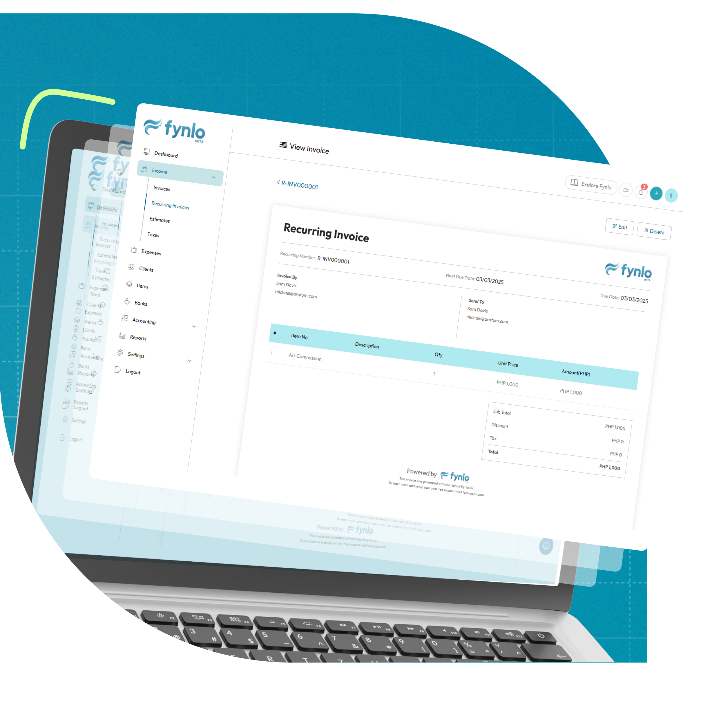 Recurring Invoice Page - Fynloapps
